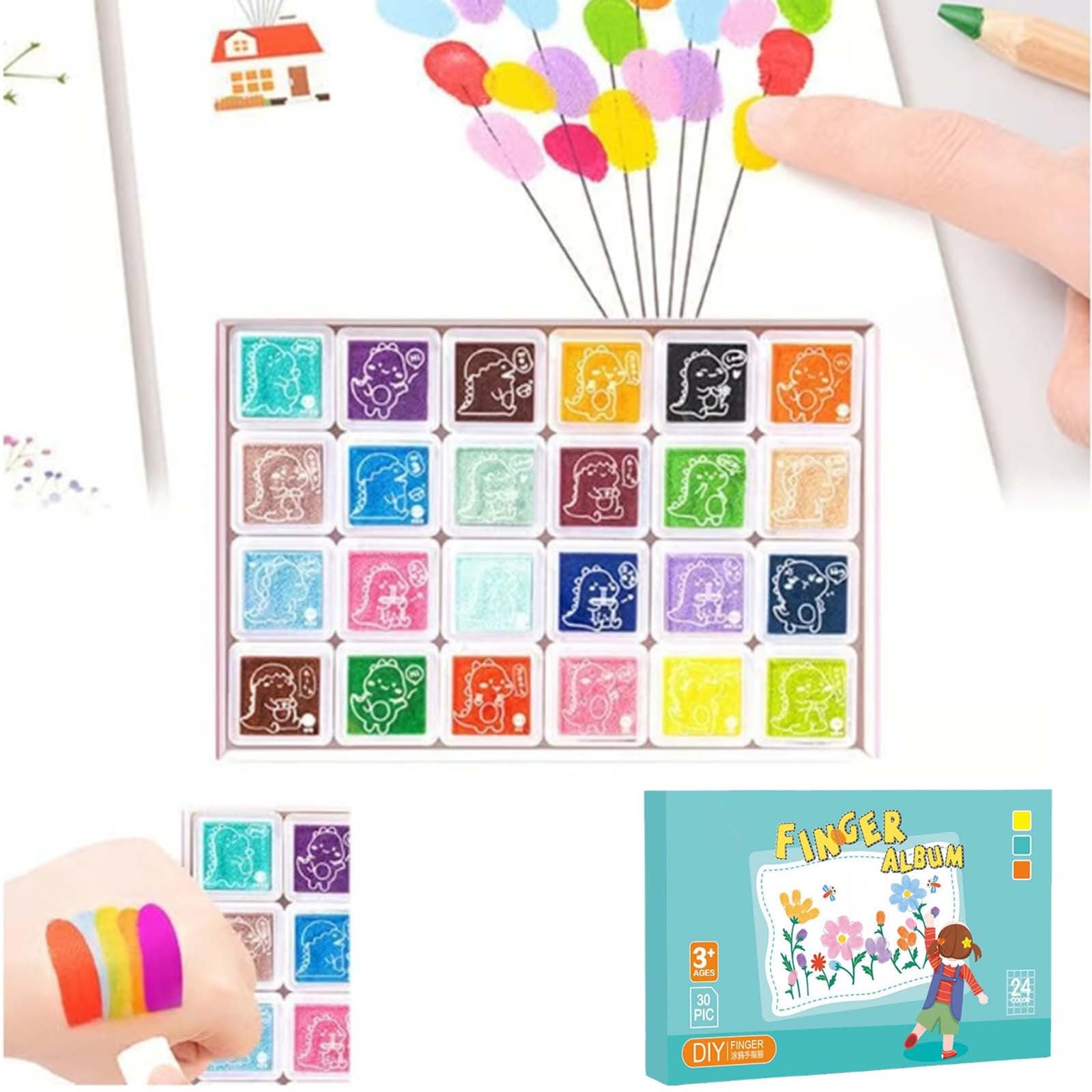 Finger Paint Set - Water-Based Ink Mess-Free Easy Clean Up 10 Colors ...