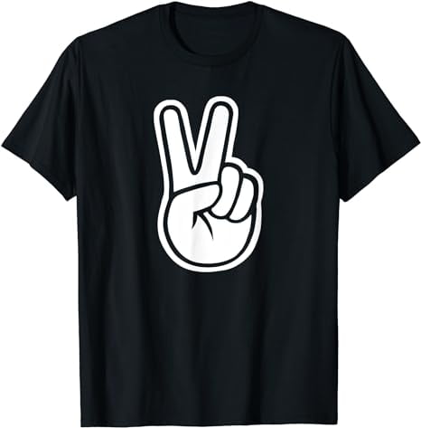 Finger Peace Hand Sign funny Victory hand finger sign T-Shirt - Walmart.com