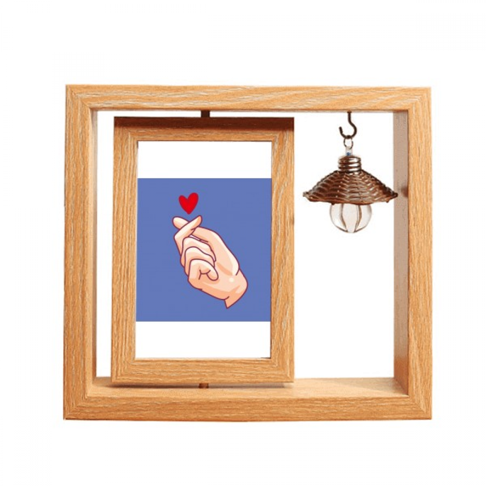Finger Peach Heart Gesture Hand Sign Wooden Rotating Picture Photo ...