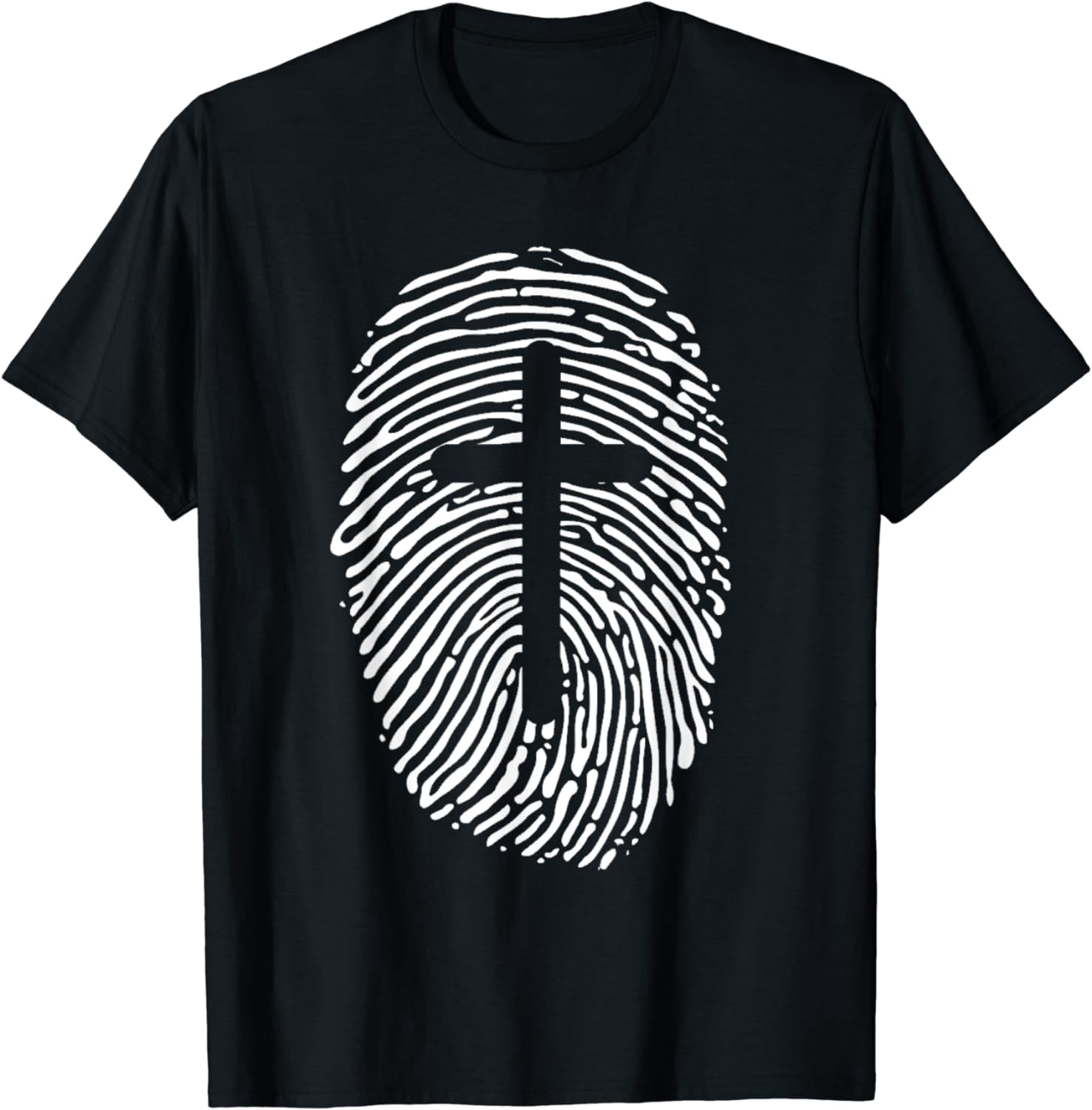 Finger Print Of God Religious Christian Finger Print Cross T-Shirt ...