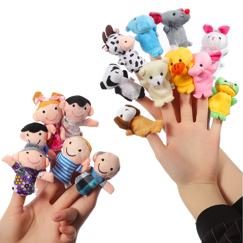 Finger Puppets Set (16pcs) Animal Family Rubber Puppet Theater ...