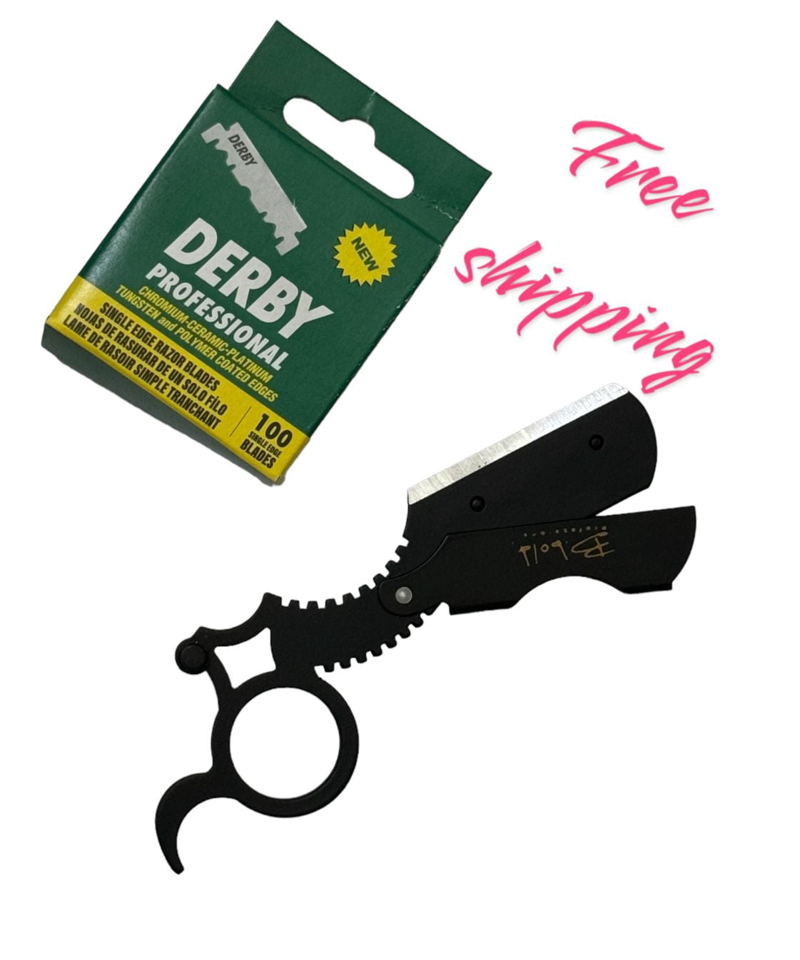 Finger Razor Stainless Steel Retro Thumb Rotate Straight Shaving Razor ...