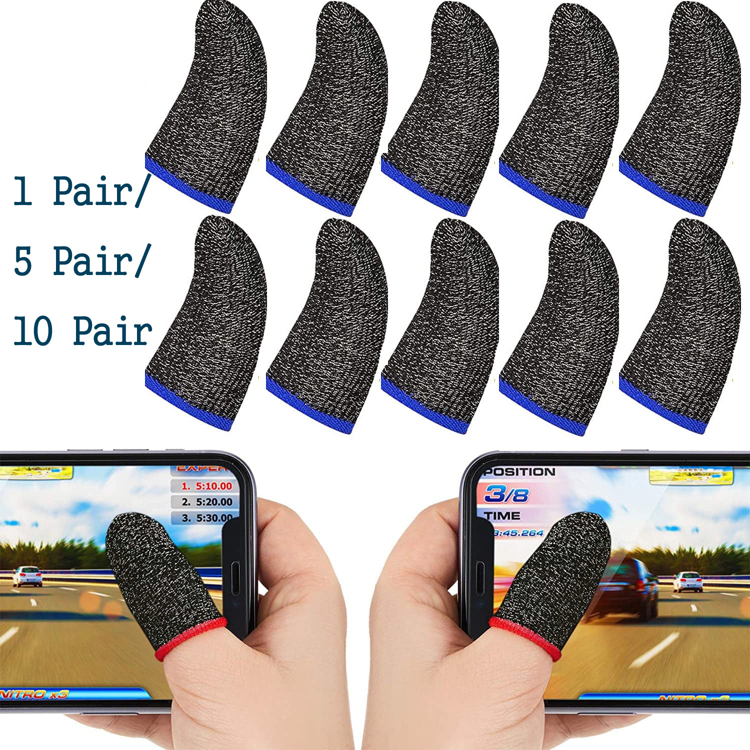 Finger Sleeve for Gaming, Blue /Red /Yellow , 10 Pair - Walmart.com