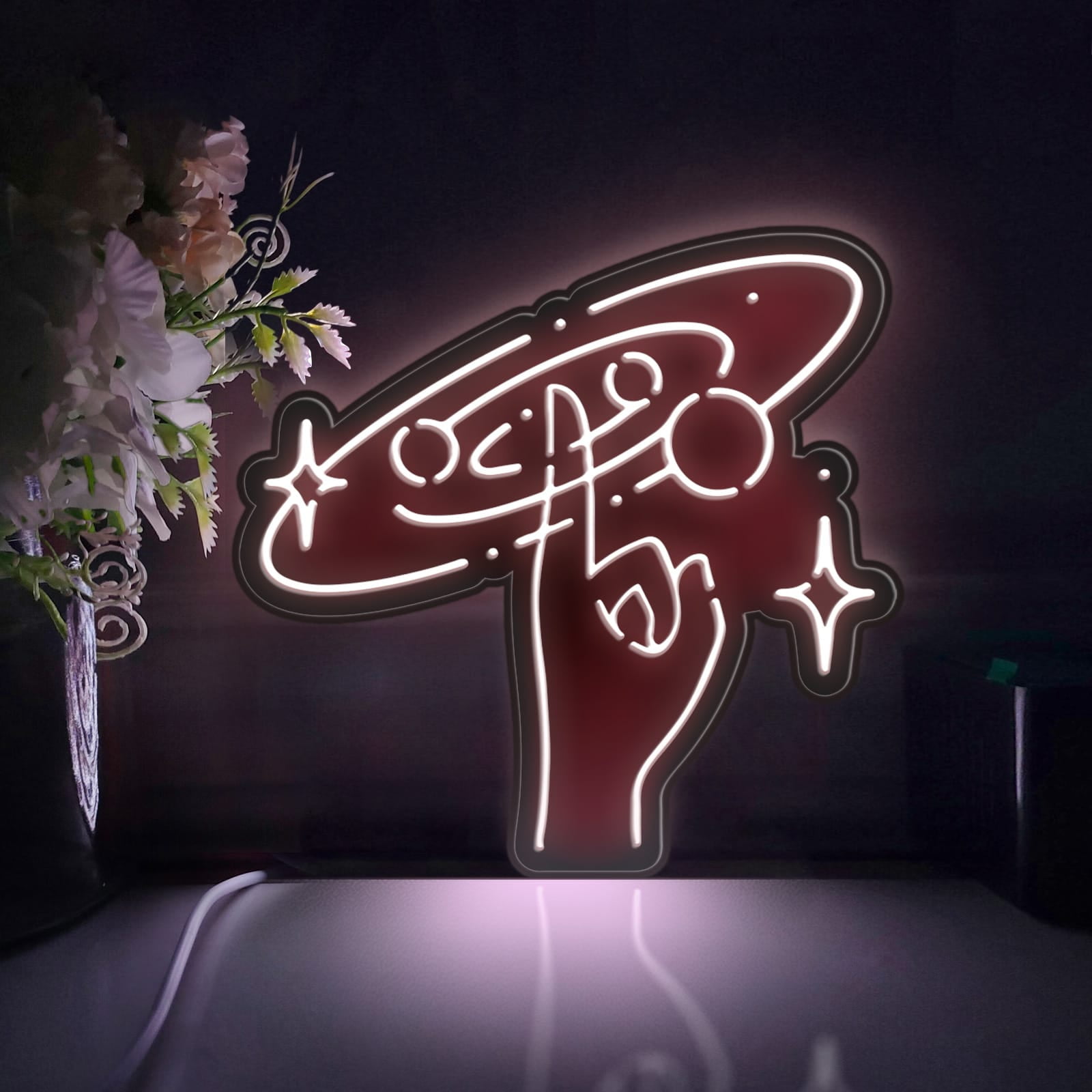 Finger Space Led Light Box, Dimmable Neon-Like Light Signs USB Power ...