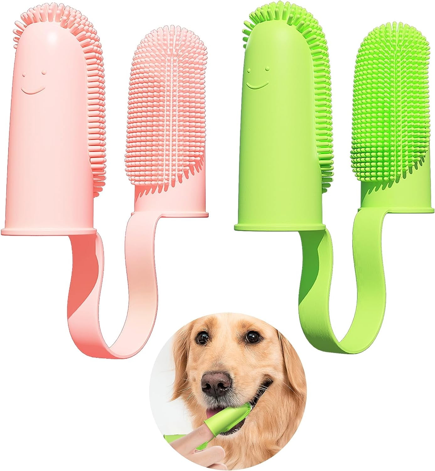 Finger Toothbrush for Dogs, Dog Toothbrush 2 Pack 135ºSurround Bristles ...