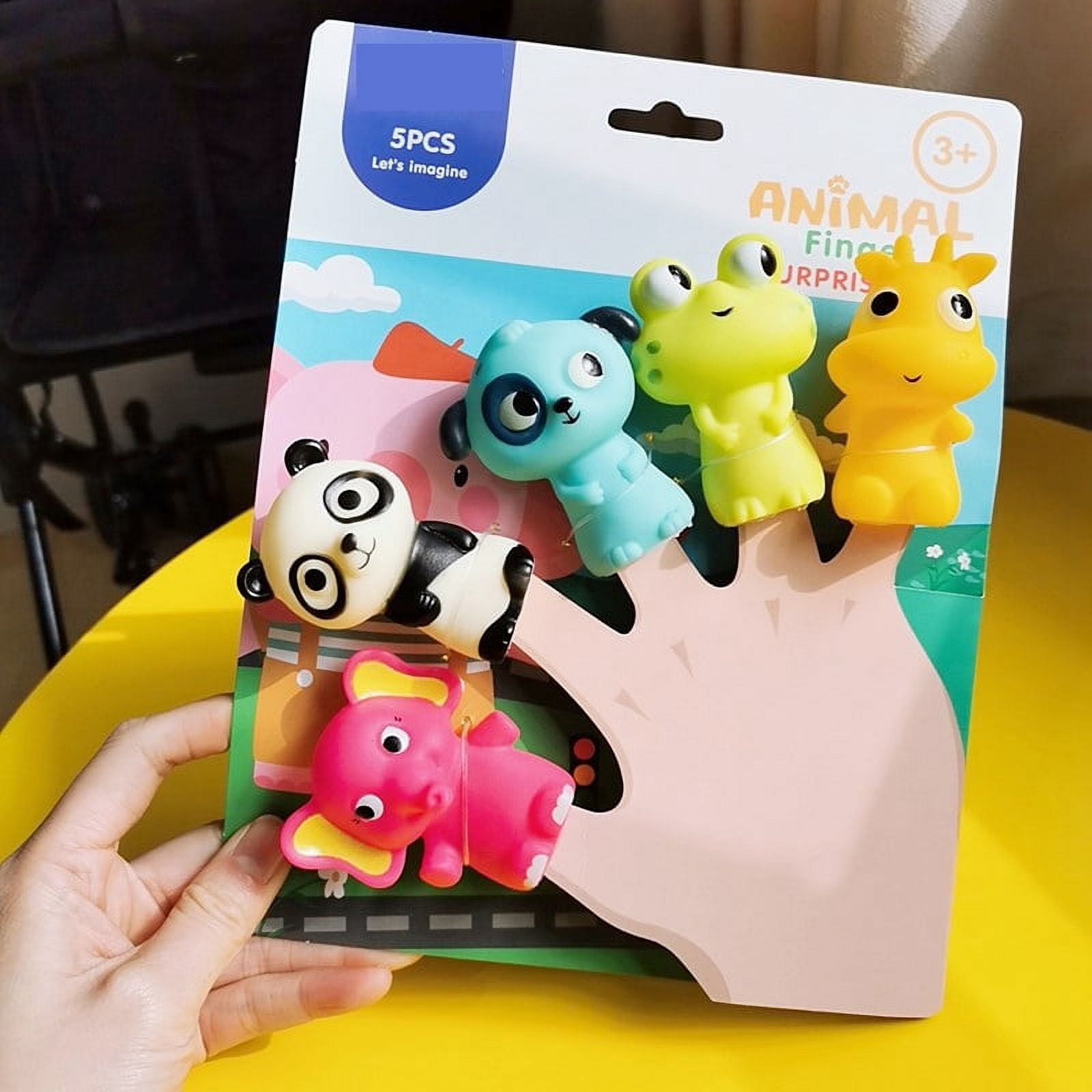 Finger for Children and Babies 5 Farm Animals PVC Bath Toys Hand Doll ...