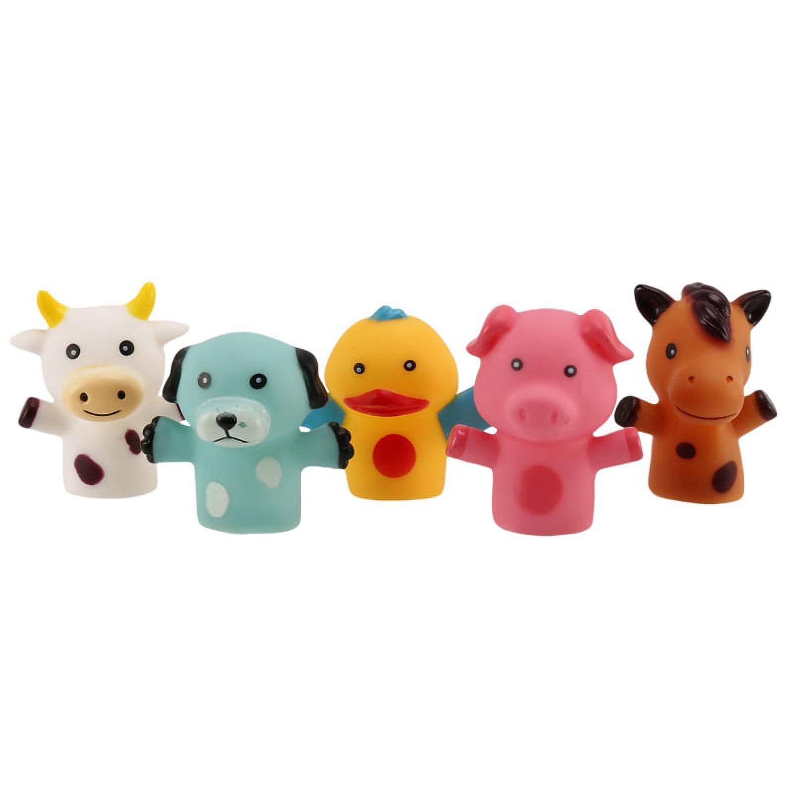 Finger for Children and Babies 5 Farm Animals PVC Bath Toys Hand Doll ...