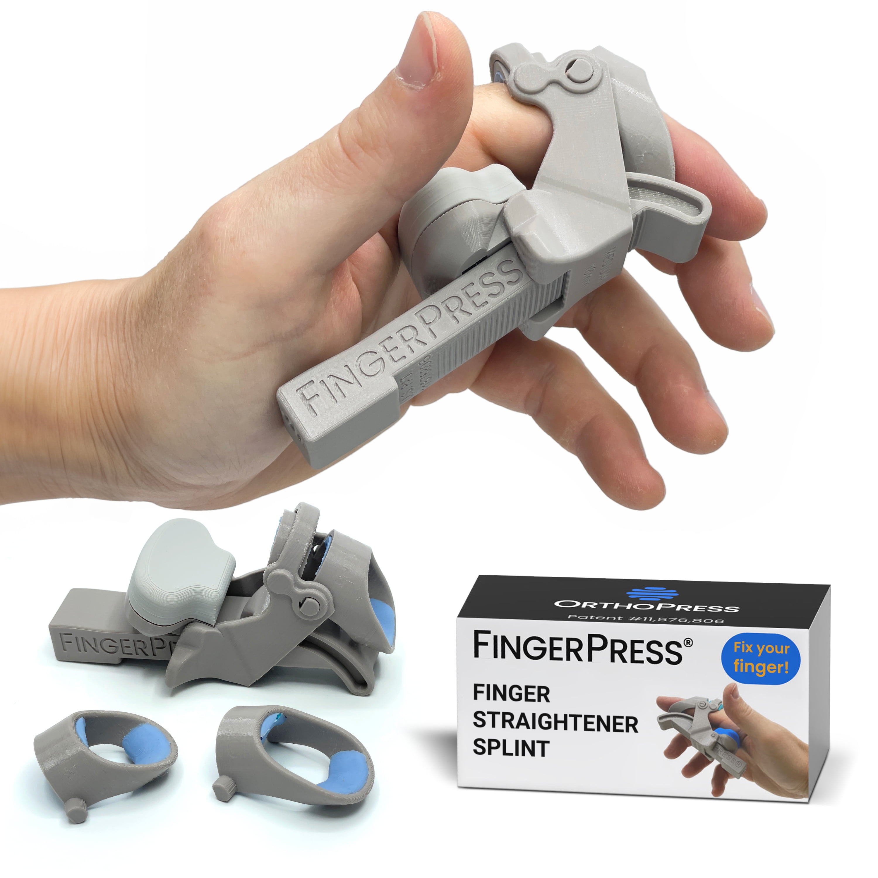 FingerPress PIP Extension Splint Grey Medium 18mm - Walmart.com