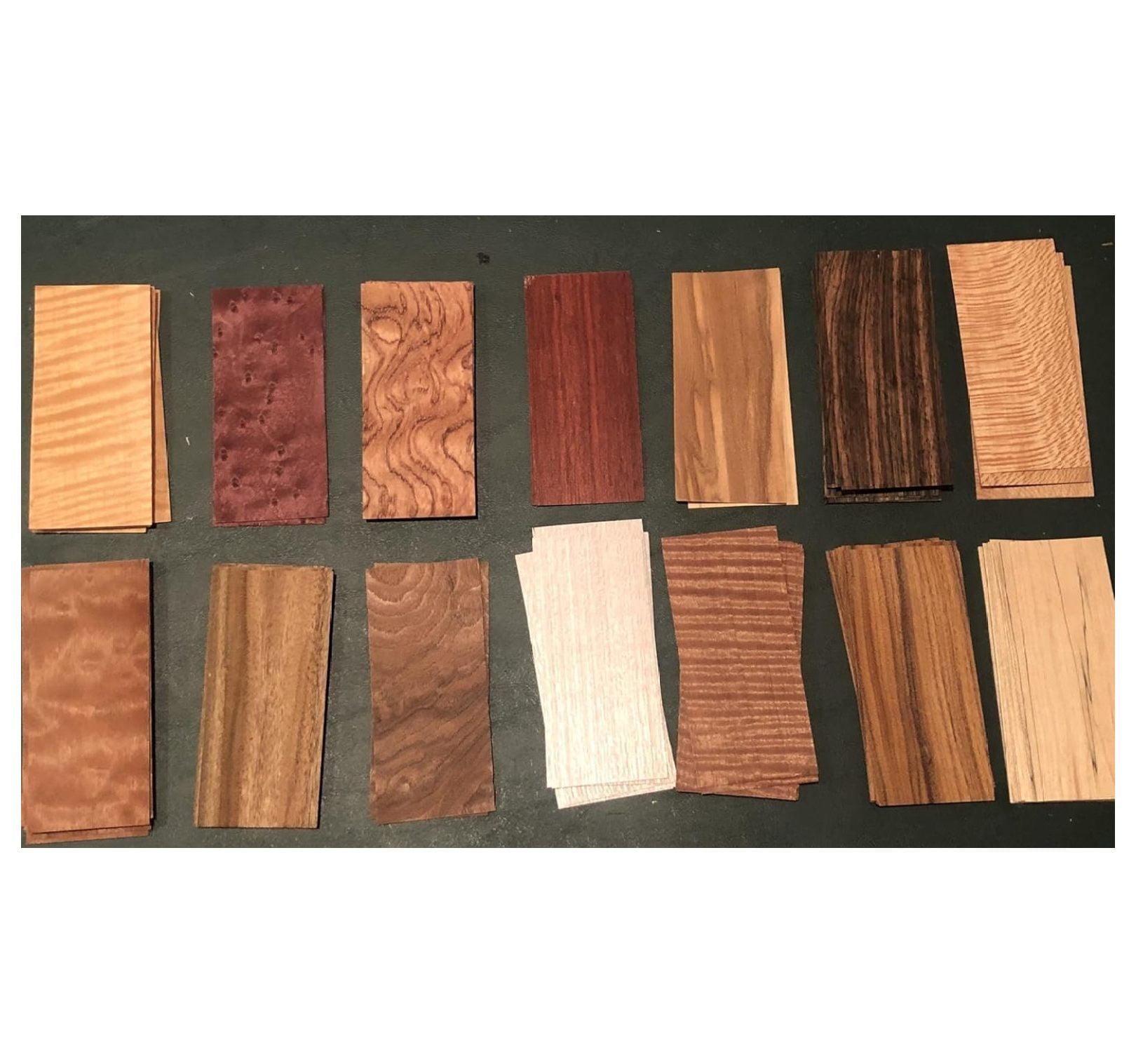 Fingerboard Wood Veneer 70 Pieces, 2" x 4.5" Exotic Variety Makes 14 ...