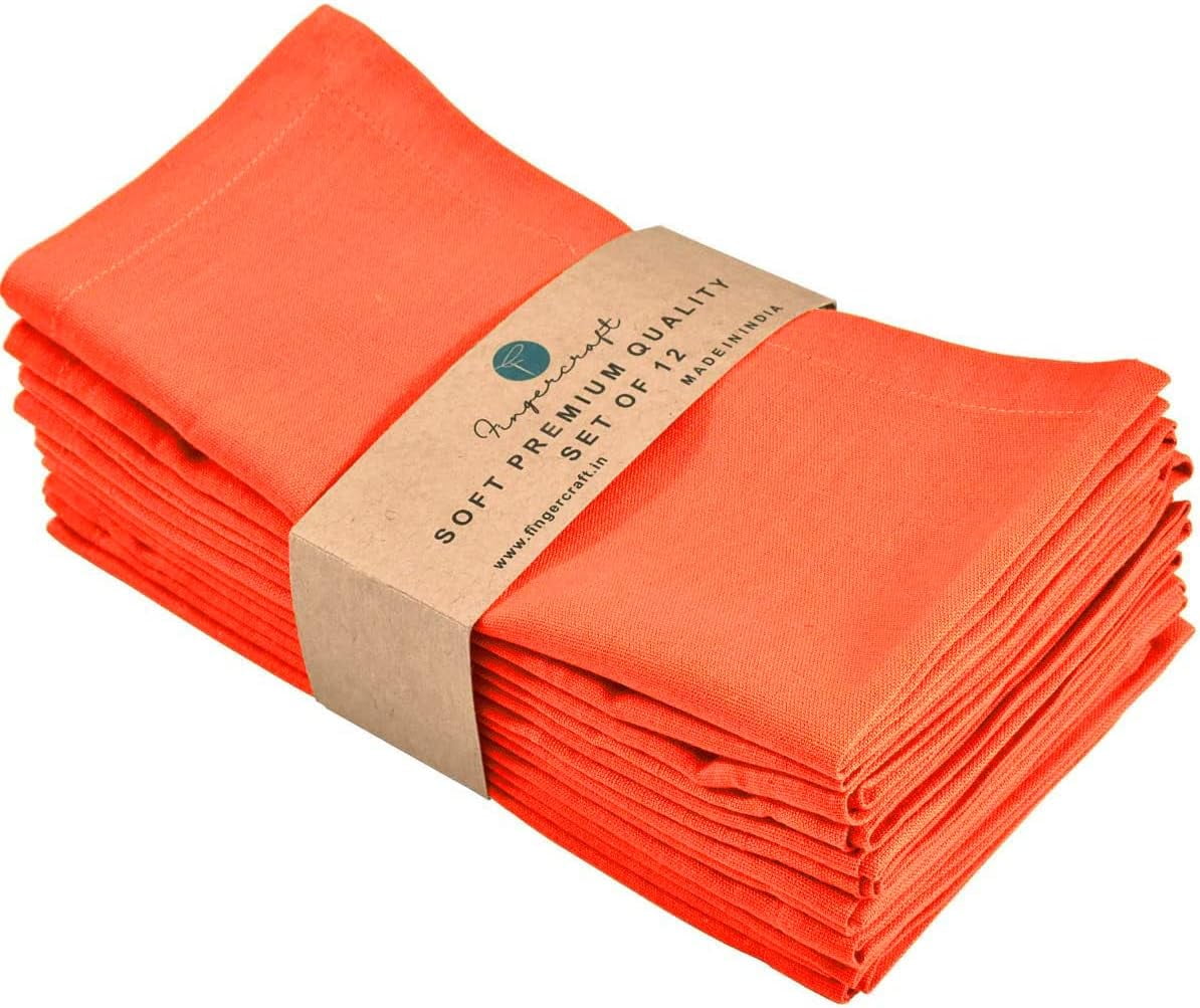 Fingercraft Dinner Cloth Napkin, Washable Cotton Linen Blend, Set of 12 ...