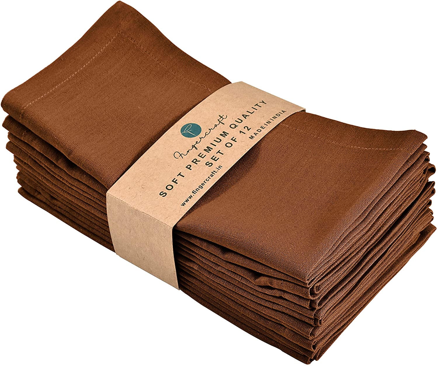 Fingercraft, Cloth Napkin, Set of 12, 18x18 inch Cotton Linen Blend ...