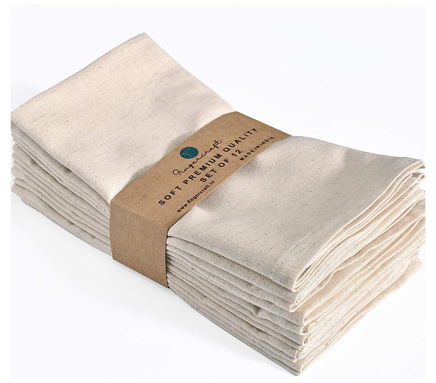 Fingercraft Dinner Cloth Napkin, Washable Cotton Linen Blend, Set of 12 ...