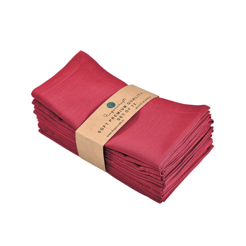 Fingercraft Cloth Napkin, Solid Color Cotton Linen Blend Table Napkins ...