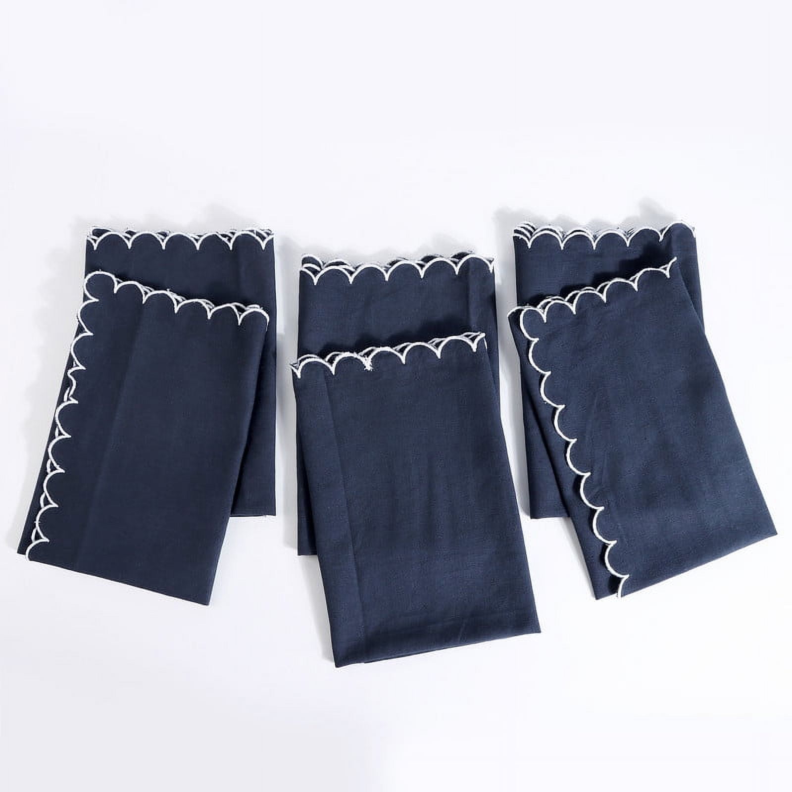 Fingercraft Cloth Napkins Cotton Linen Blend Dinner Napkin Scallop ...