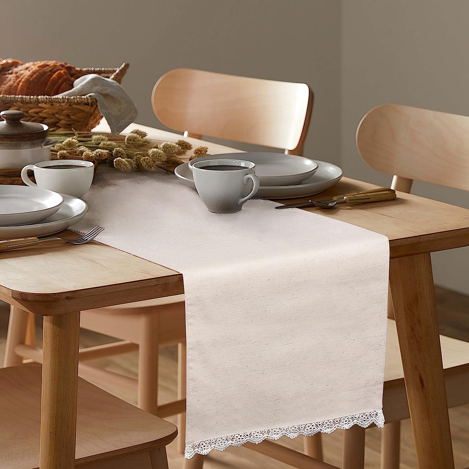 BalsaCircle 15x117" Black Premium Lace Table Runner Scalloped Edges ...