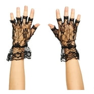 Women's Lace Fingerless Wrist Ruffle Gloves, One Size, White - Walmart.com