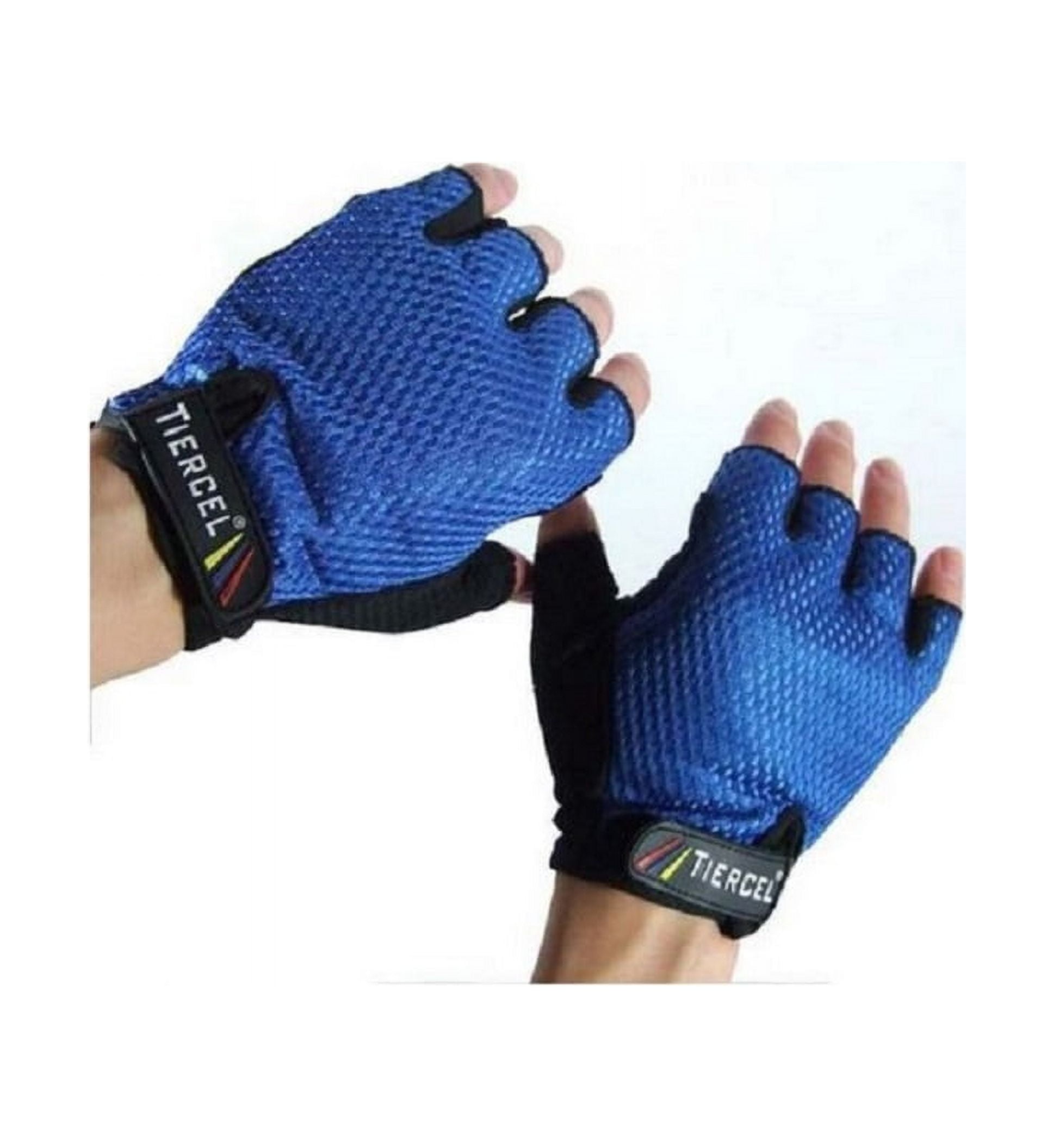 Fingerless Cycling Gloves - Blue - Medium - Walmart.com