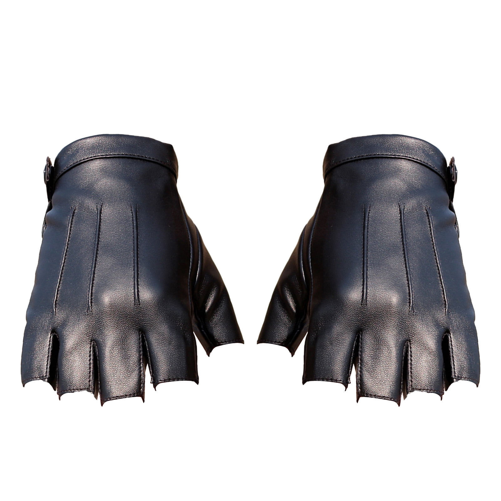 Fingerless Driving Gloves PU Faux Leather Outdoor Sport Half Finger ...