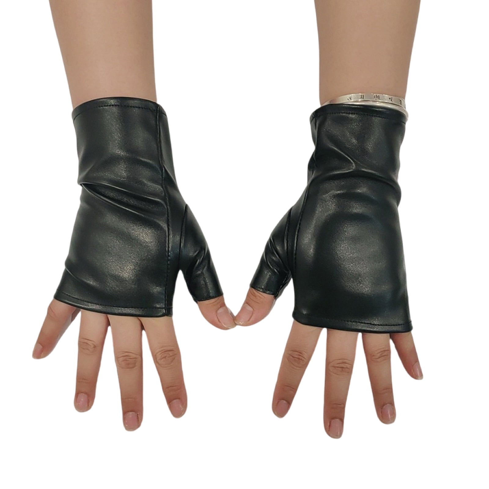 Fingerless Gloves Punk Aesthetic Embellishments Cosplay PU Construction ...