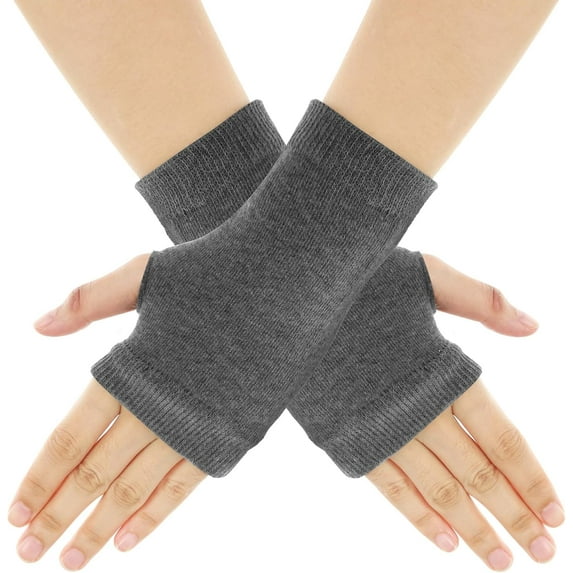 Fingerless Half Finger Gloves Winter Thick Short Stretchy Cotton Knit ...