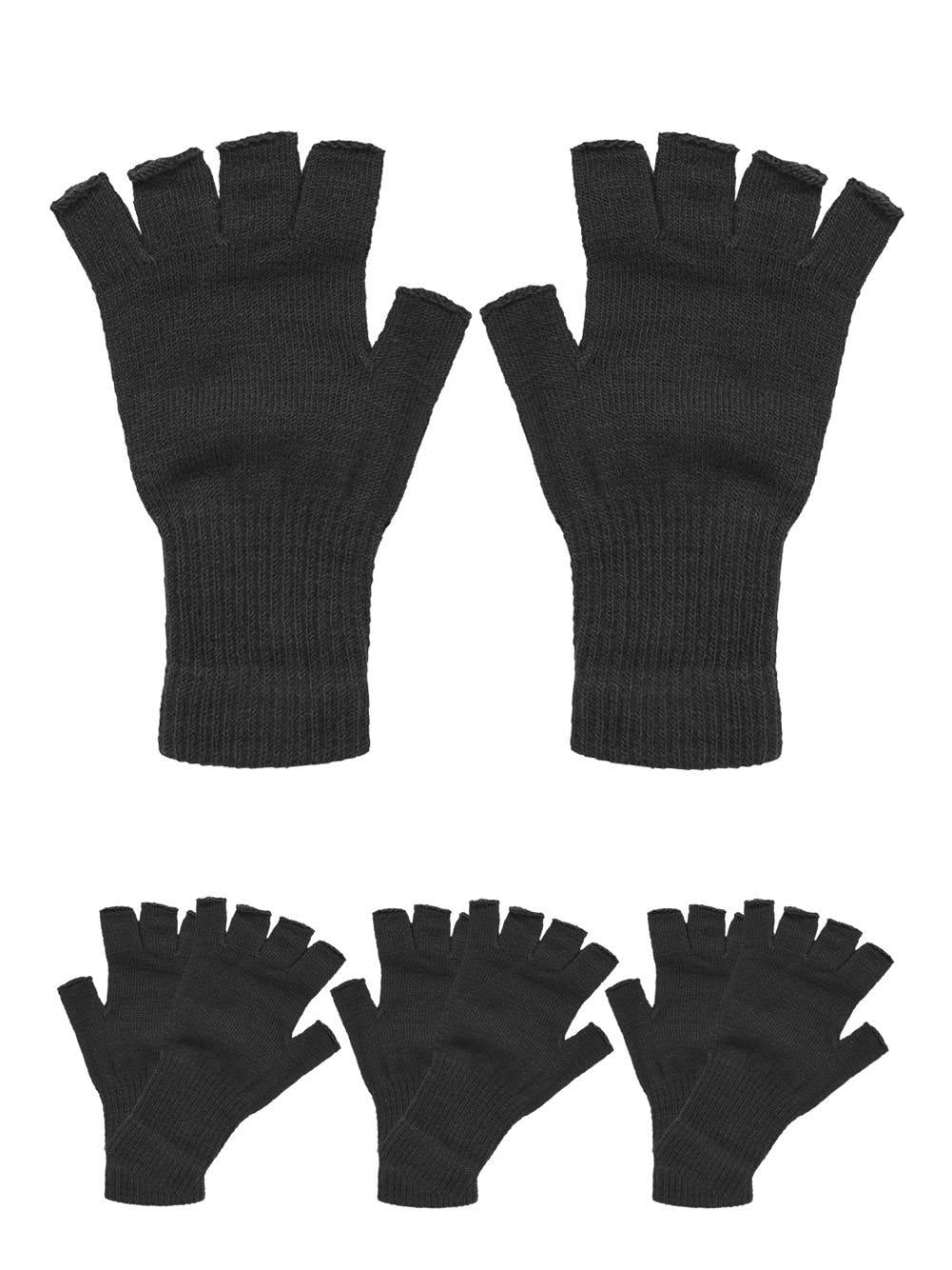 Fingerless Knit Gloves 4 pieces, Black - Walmart.com