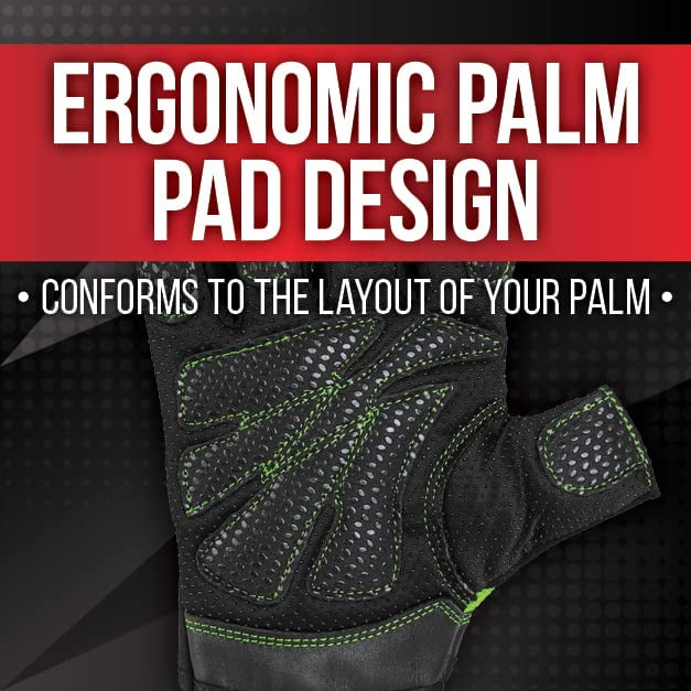 Fingerless Leather Men's Weightlifting Gloves with Full Palm Protection ...