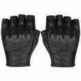 Fingerless Motorcycle Gloves for Mens Leather Riding Driving Gloves ...
