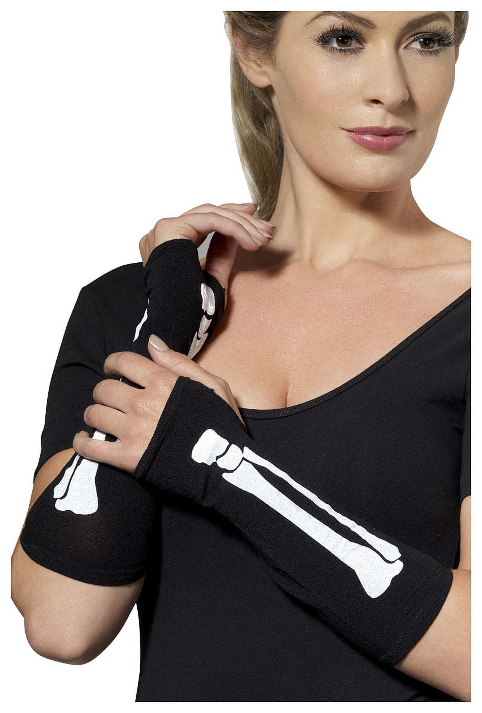 Fingerless Skeleton Print Gloves Adult Costume - Walmart.com