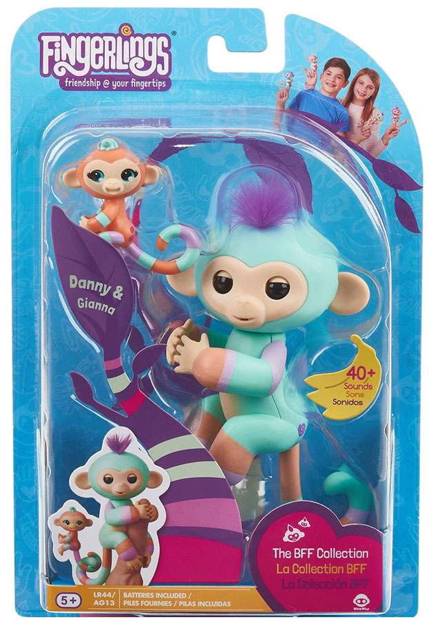 Fingerlings Baby Monkey & Mini BFFs - Danny & Gianna (Turquoise-Orange ...