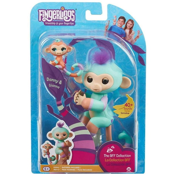 Fingerlings Baby Monkey & Mini BFFs - Danny & Gianna (Turquoise-Orange ...