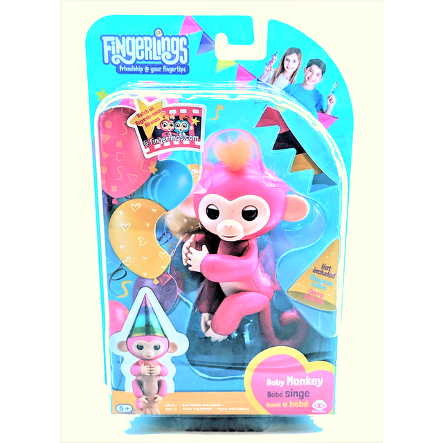 Fingerlings Fiesta the Pink Monkey - 3" Interactive Toy - Walmart.com