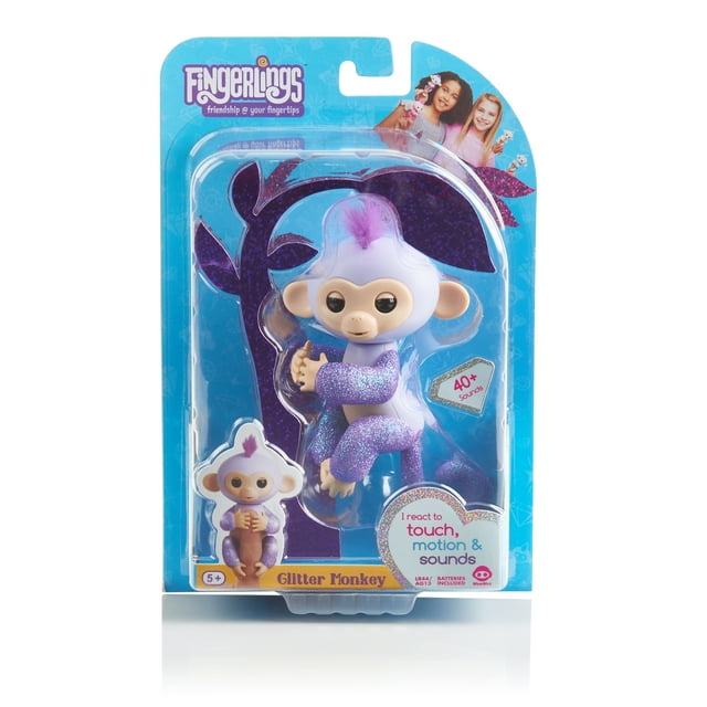 WowWee Fingerlings Glitter Monkey - Kiki, Purple Interactive Baby Pet ...