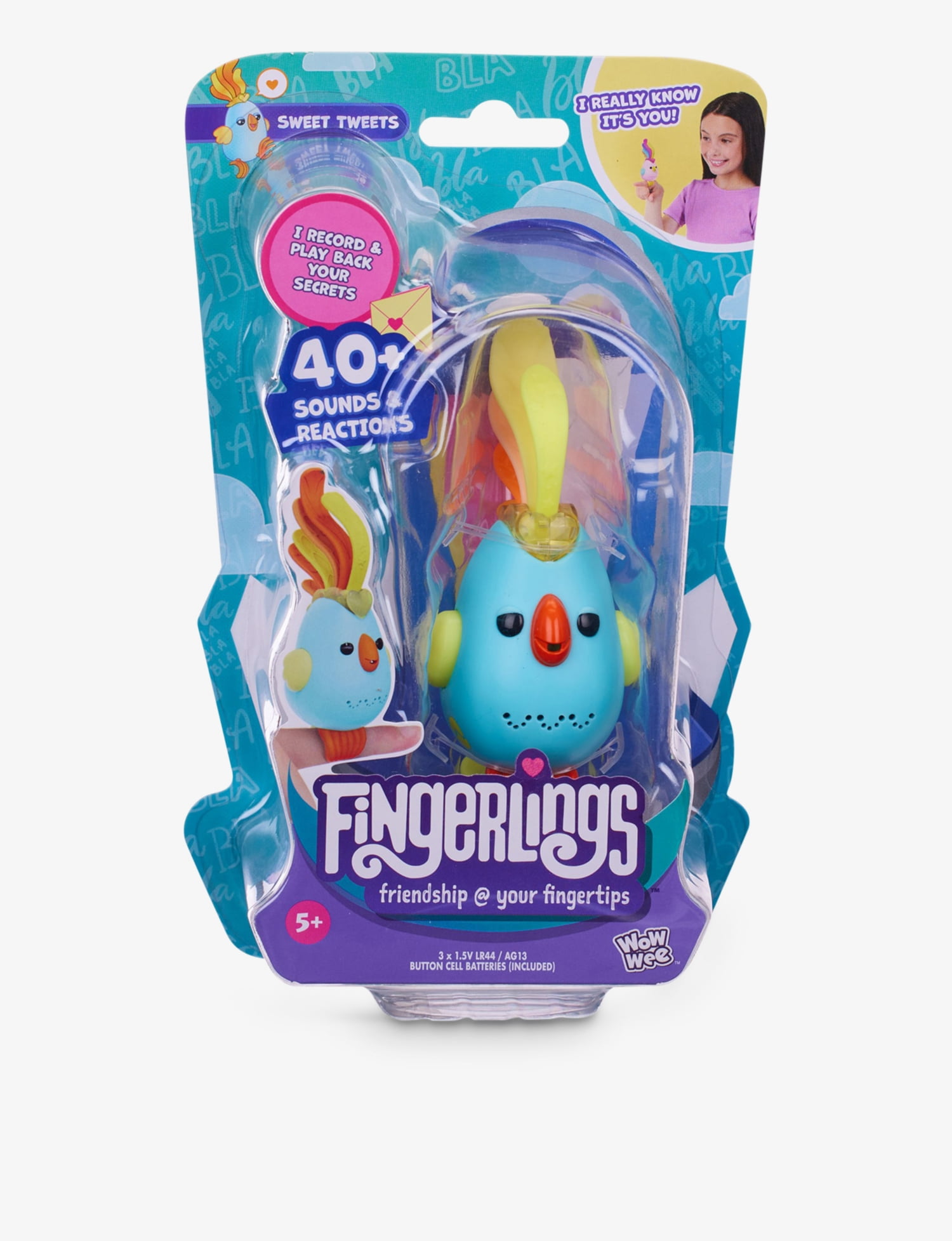 Fingerlings Sweet Tweets Interactive Bird Blue LIONEL - Walmart.com