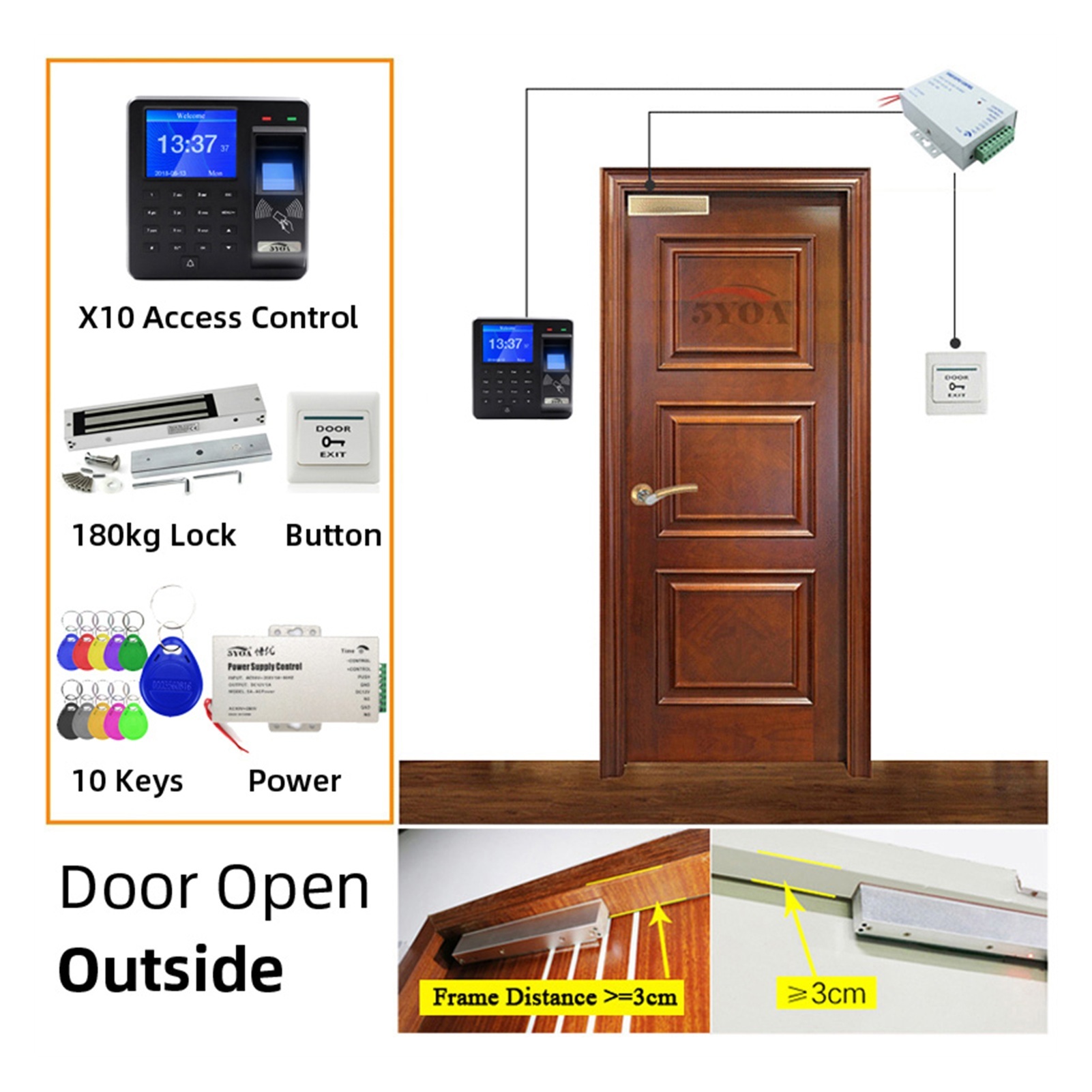 Fingerprint Access Control System Smart Door Lock Kit Electronic Gate ...