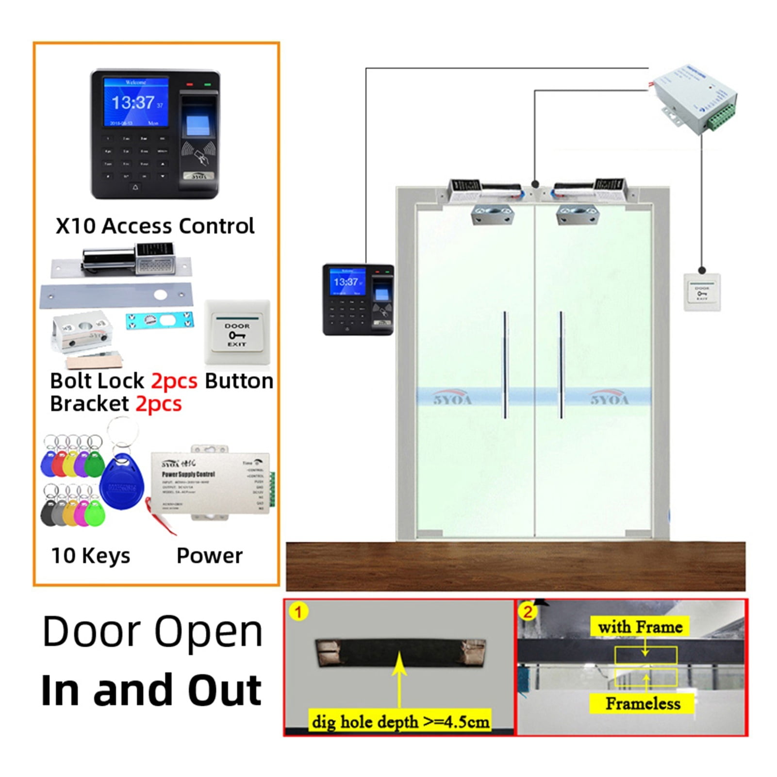 Fingerprint Access Control System Smart Door Lock Kit Electronic Gate ...