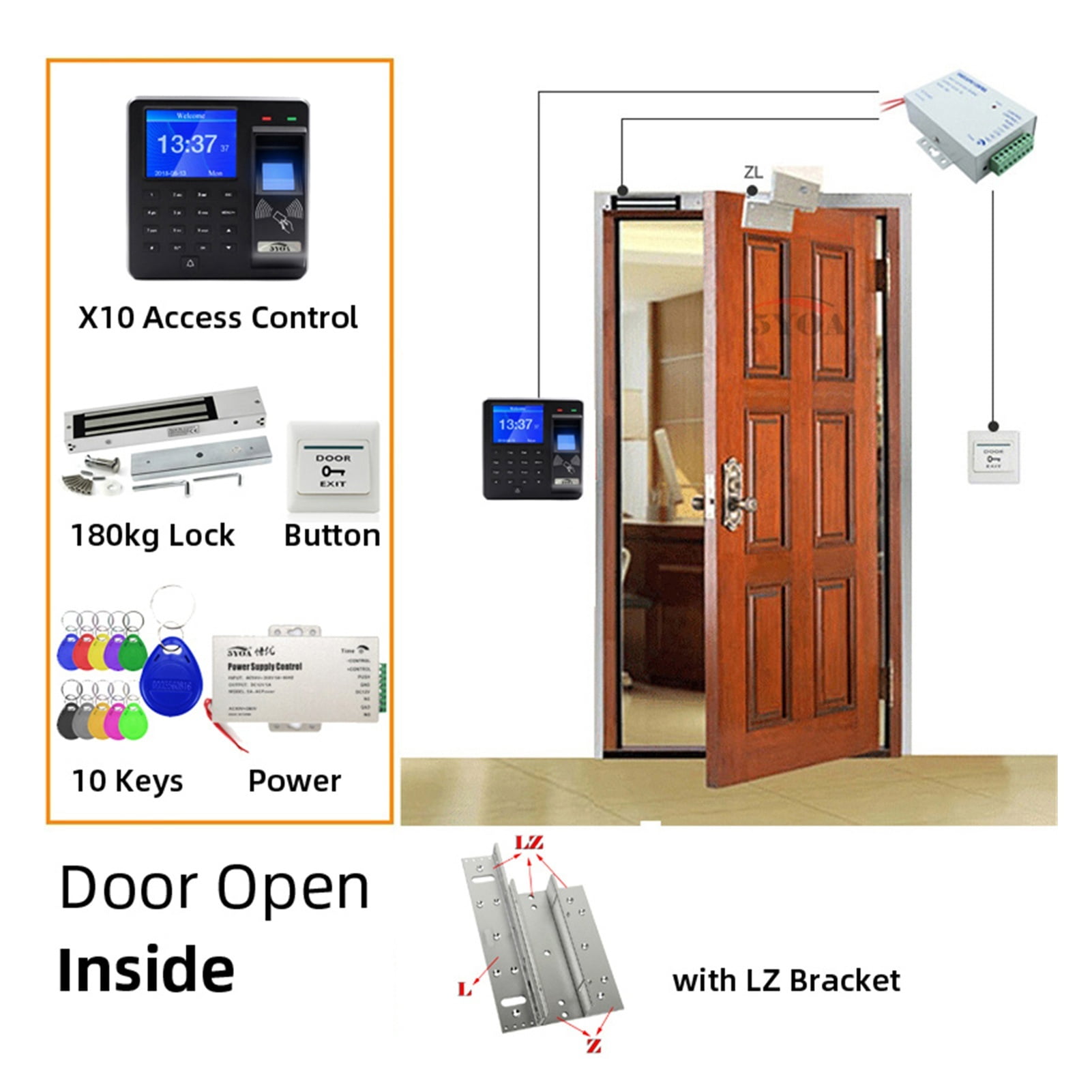 Fingerprint Access Control System Smart Door Lock Kit Electronic Gate ...