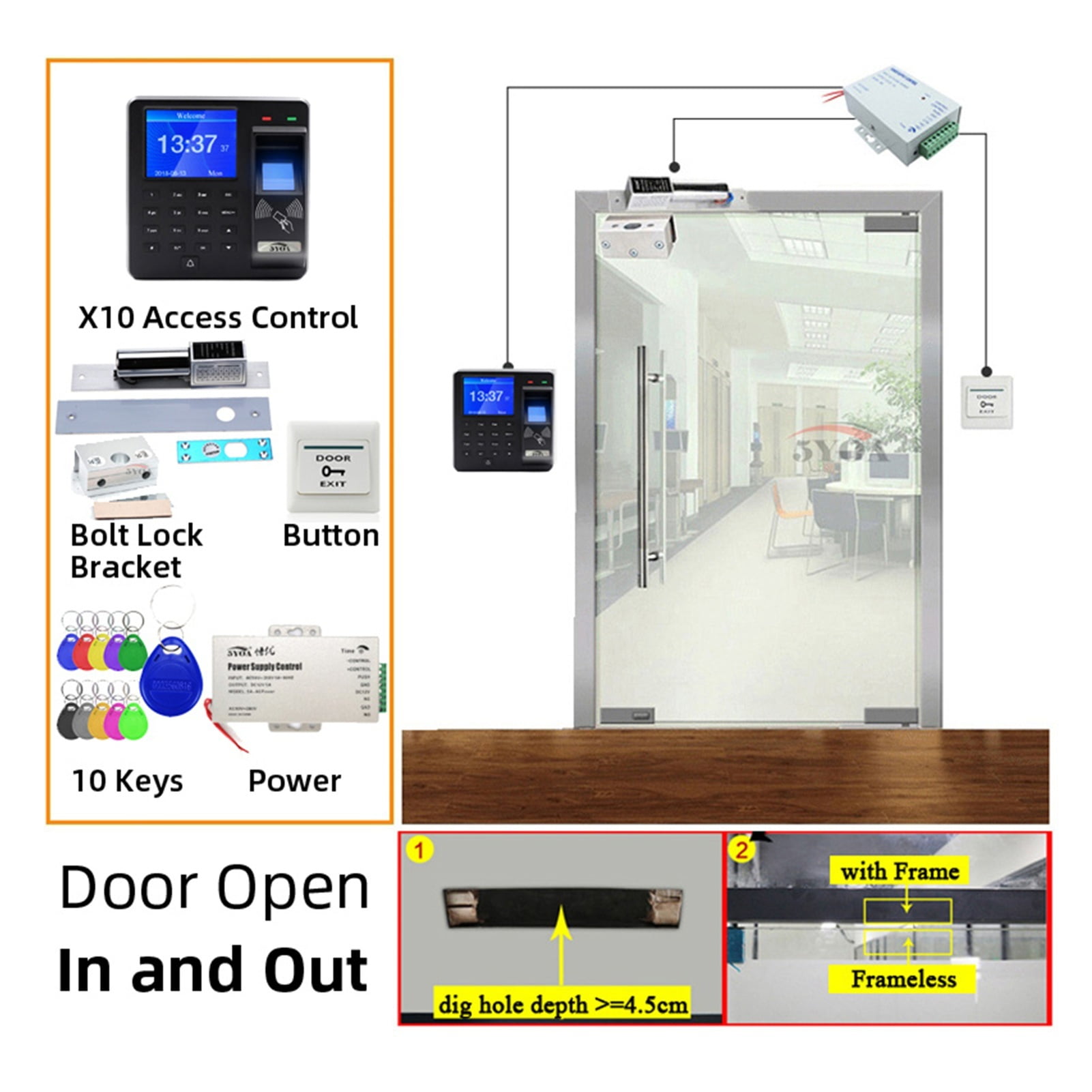 Fingerprint Access Control System Smart Door Lock Kit Electronic Gate ...