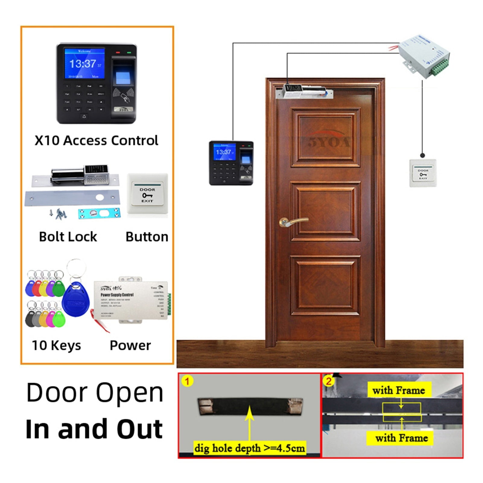 Fingerprint Access Control System Smart Door Lock Kit Electronic Gate ...
