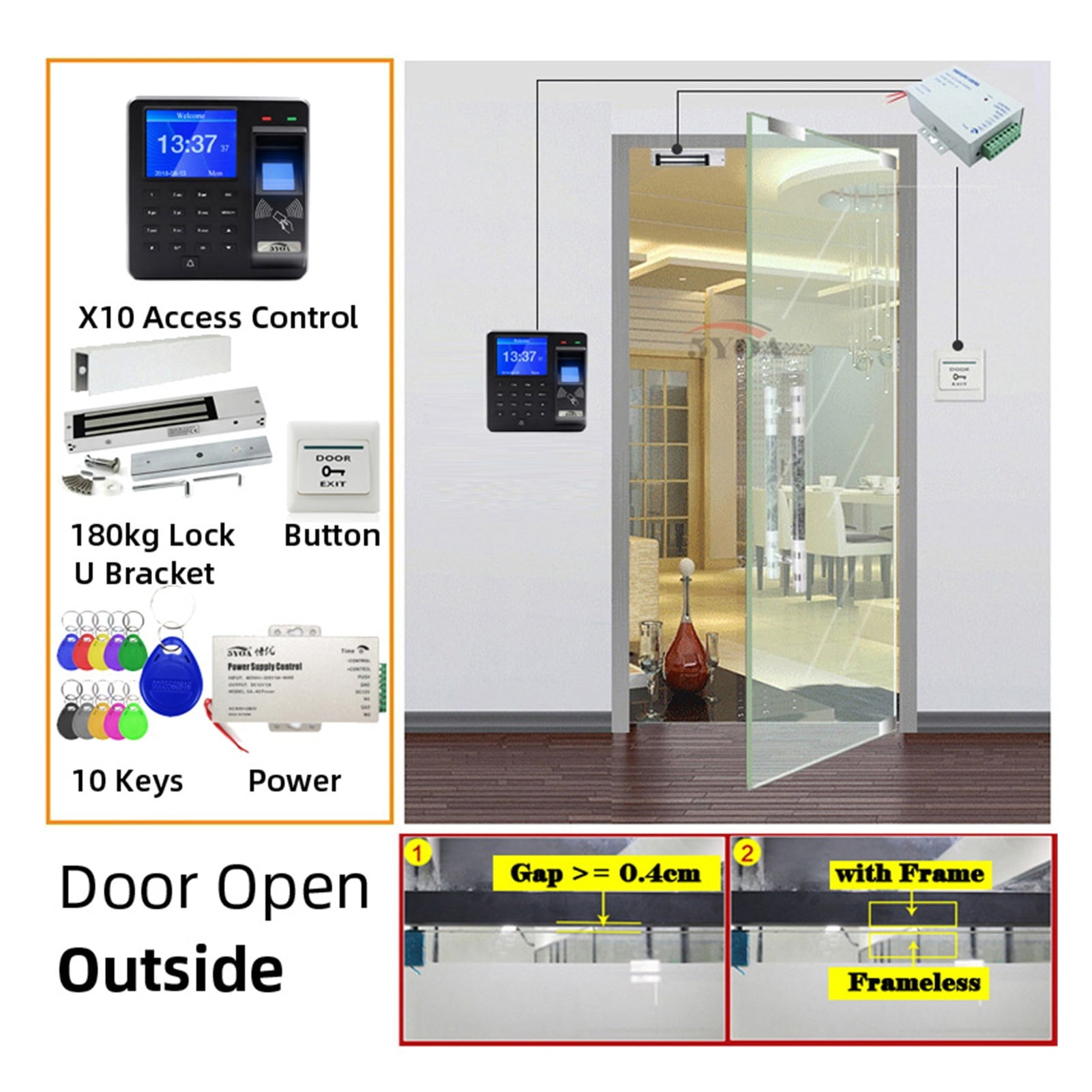 Fingerprint Access Control System Smart Door Lock Kit Electronic Gate ...
