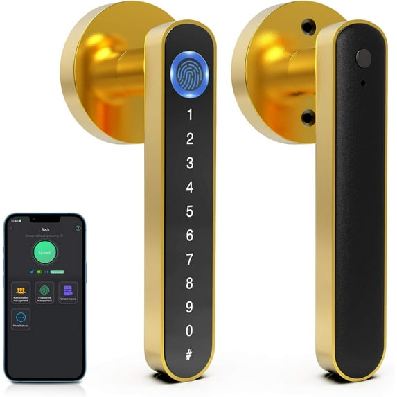 Fingerprint Door Knob Lock, Keyless Entry With Code Keypad Handle ...