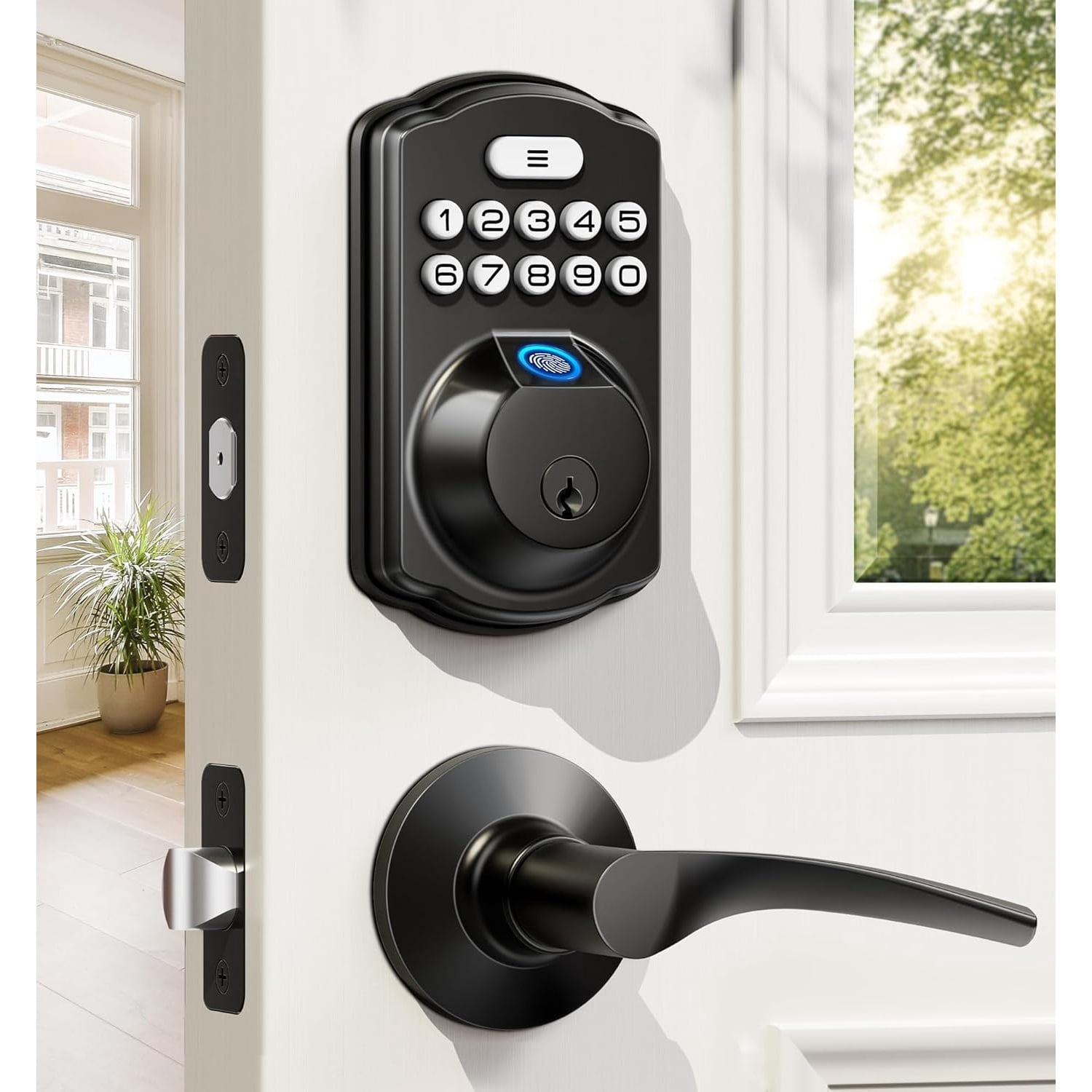 Fingerprint Door Lock with 2 Lever Handles - Keyless Entry Door Lock ...
