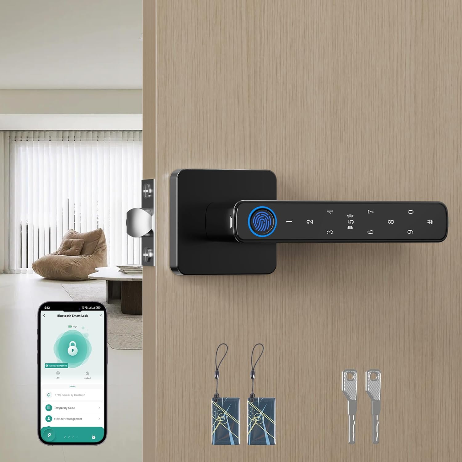 Fingerprint Door Lock- Door knob, Biometric Door Lock, with App/Code ...