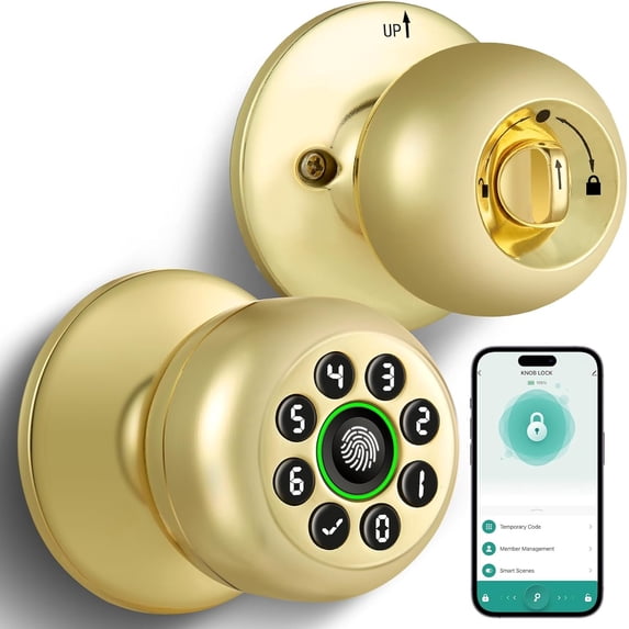 Fingerprint Door Lock, Fingerprint Door Knob with Keypad, Biometric ...