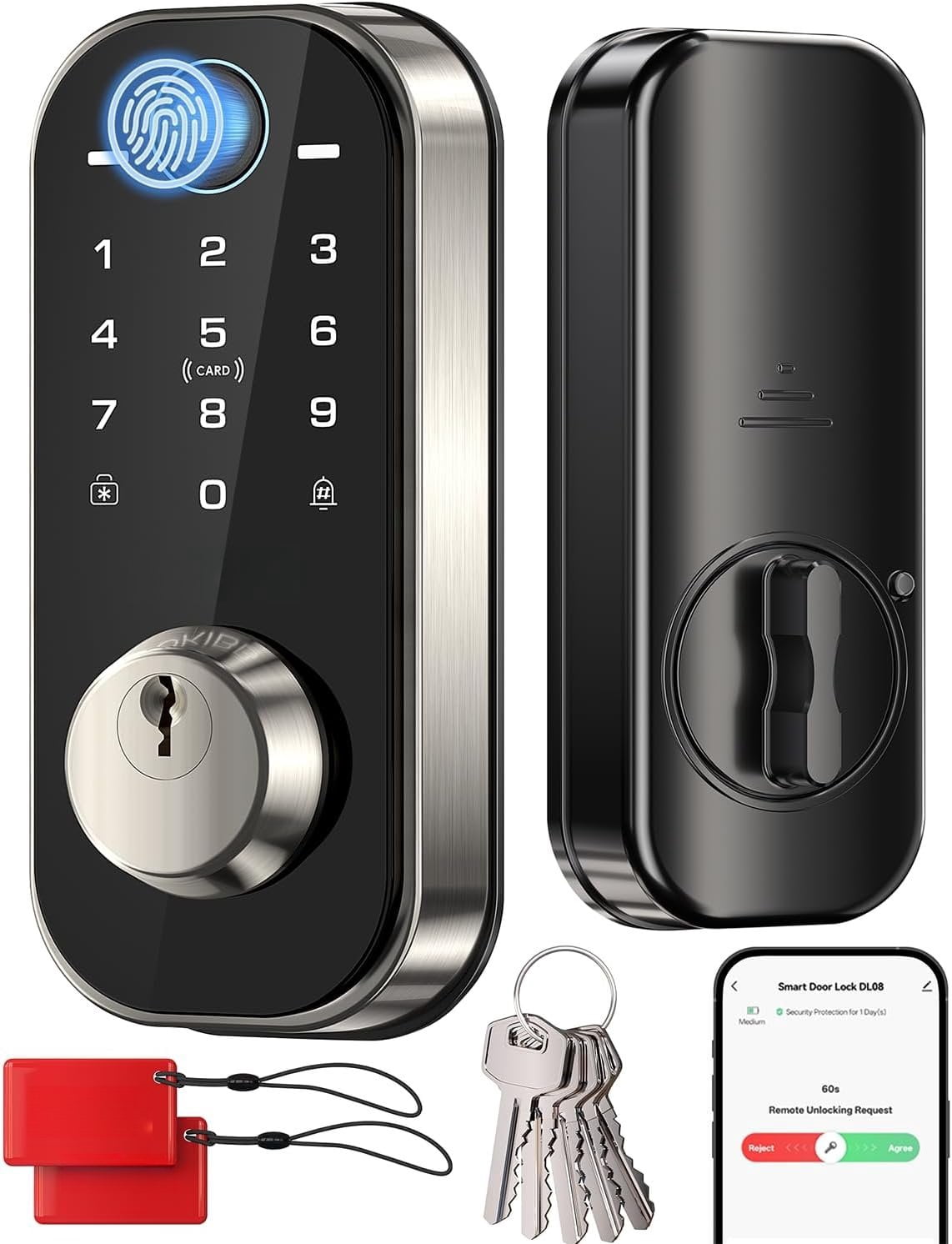Fingerprint Door Lock for Front Door Built-in , Keyless Entry Door Lock ...