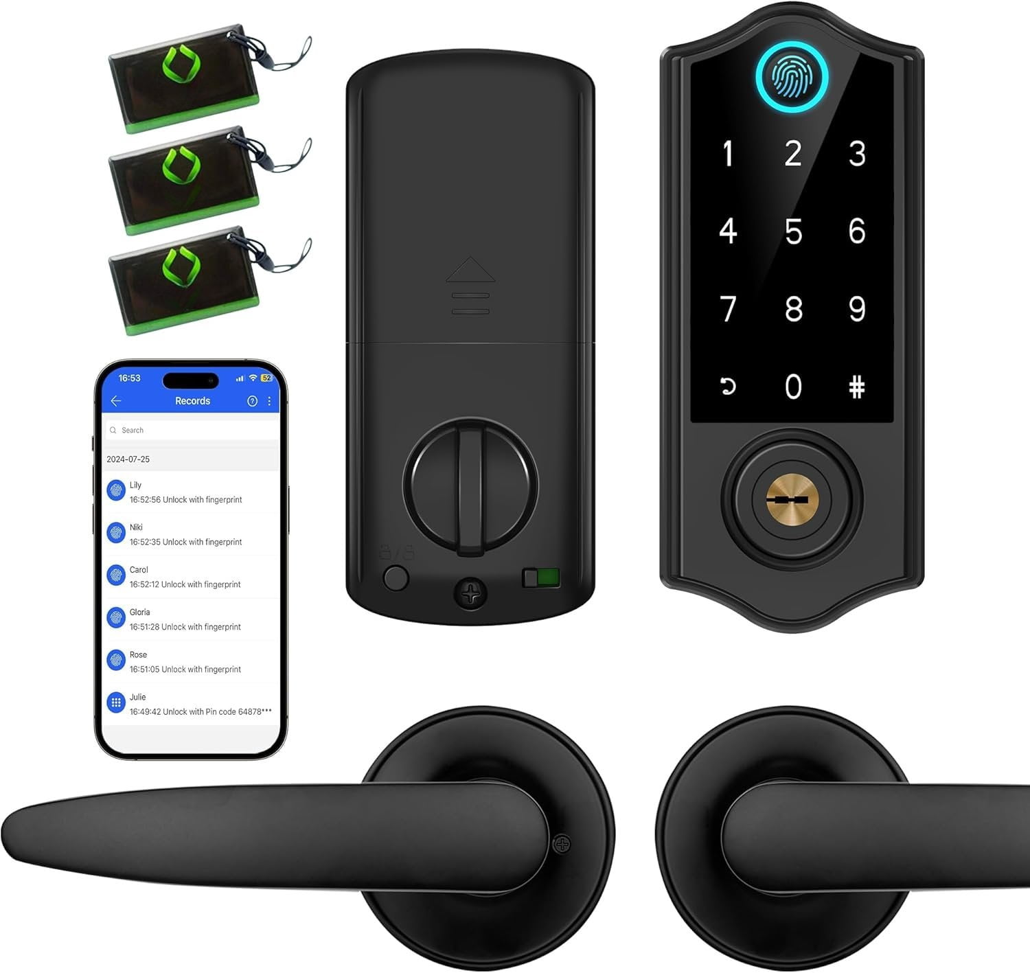 Fingerprint Door Lock, Keyless Entry Deadbolt, Full App Control ...