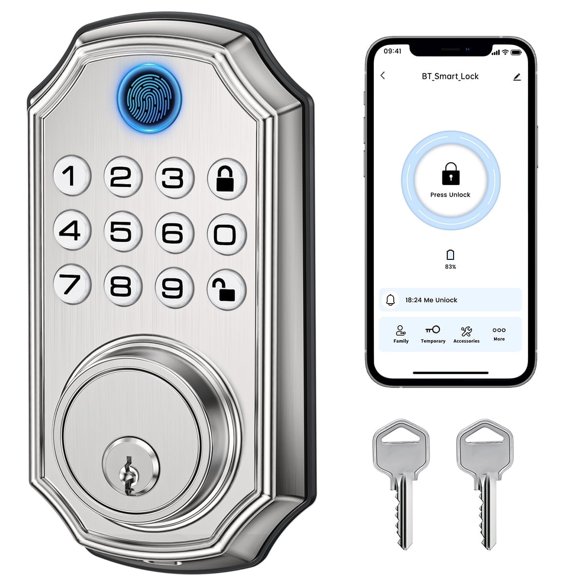 Fingerprint Door Lock, Keyless Entry Door Lock with APP Control, Smart ...