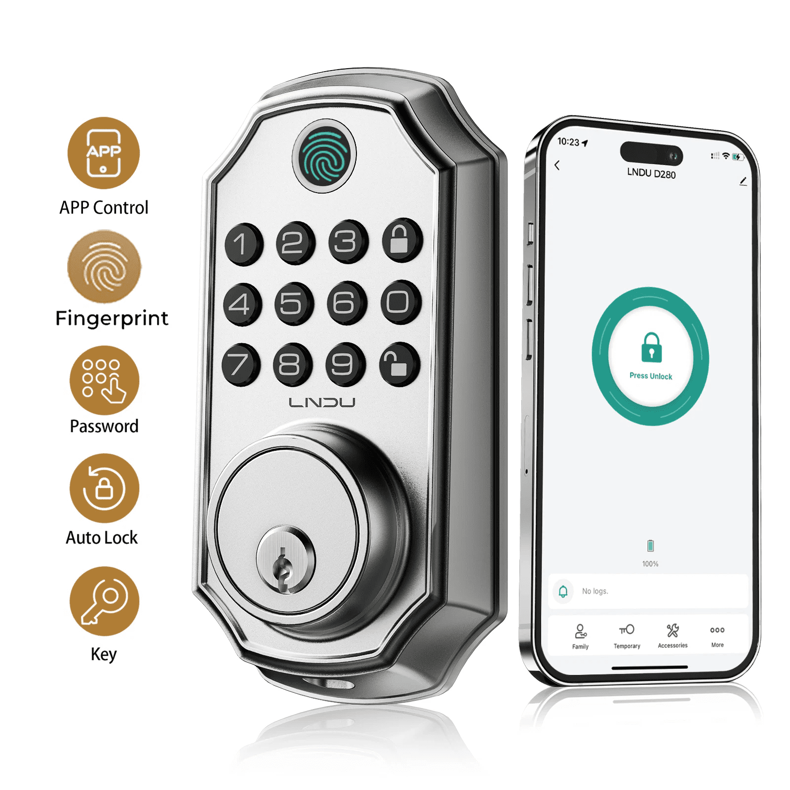 Fingerprint Door Lock, Keyless Entry Door Lock with APP Control, Smart ...