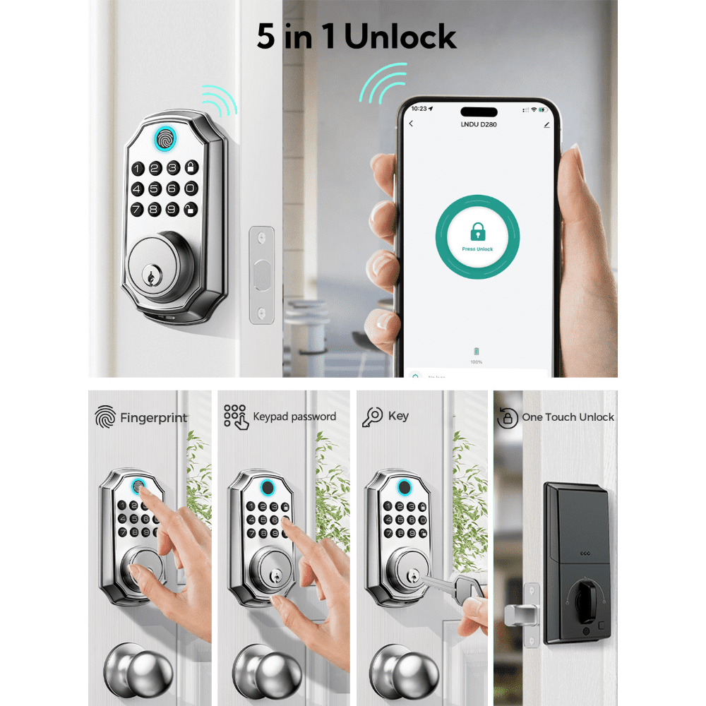 Fingerprint Door Lock With Knob Set, Keyless Entry Door Lock Deadbolt ...