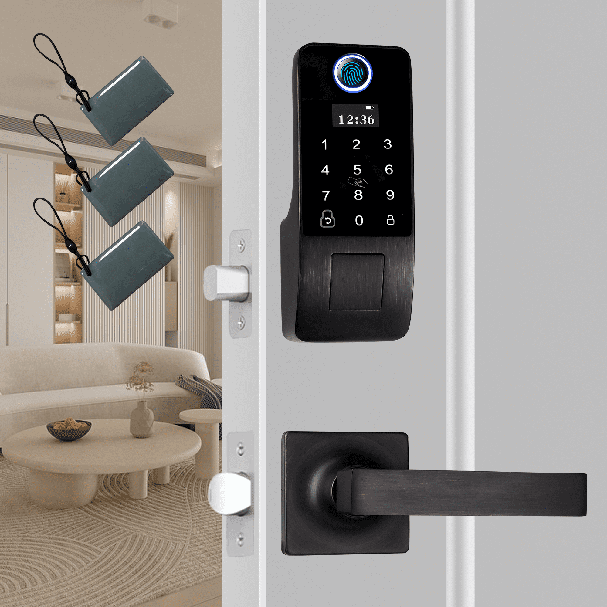 Fingerprint Door Lock, OLED Display&Voice Guide Keyless Entry Door Lock ...