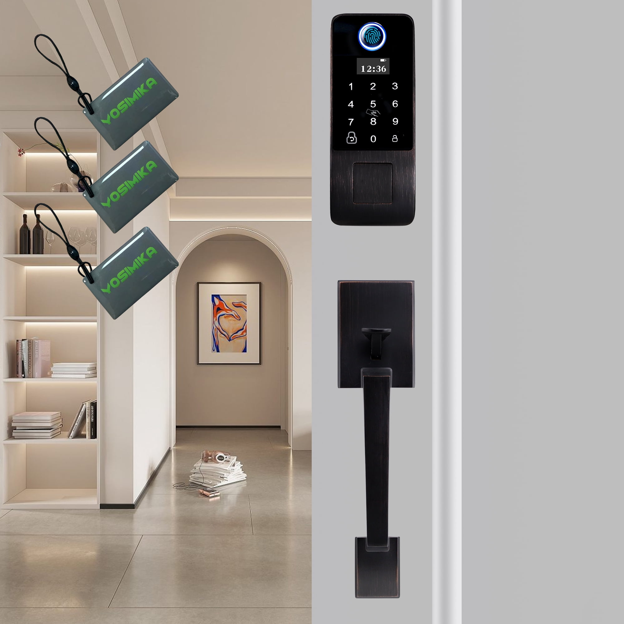 Fingerprint Door Lock, OLED Display&Voice Guide Keyless Entry Door Lock ...